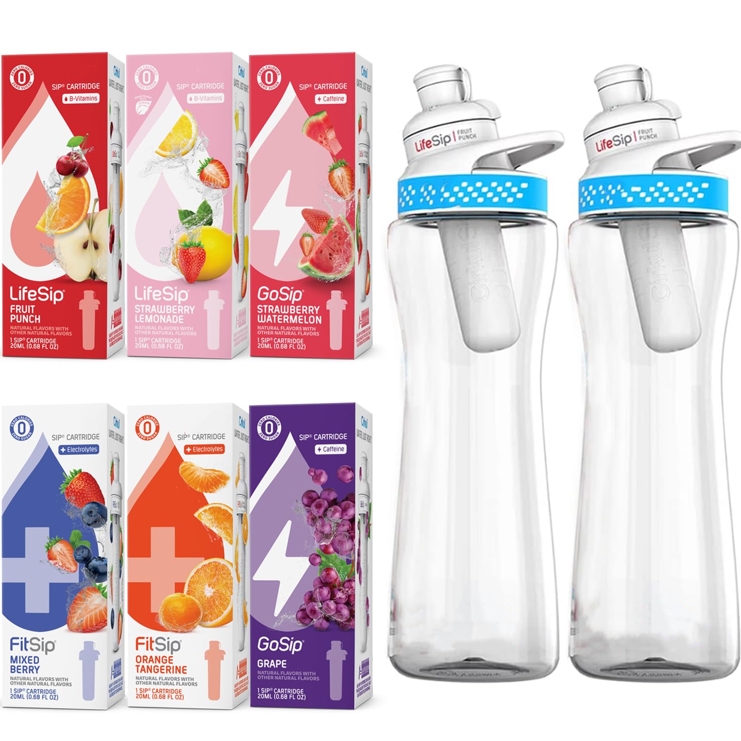 Amazon.com: Two 22oz Plastic Water Bottle with Blue Lid and 6 Random ...