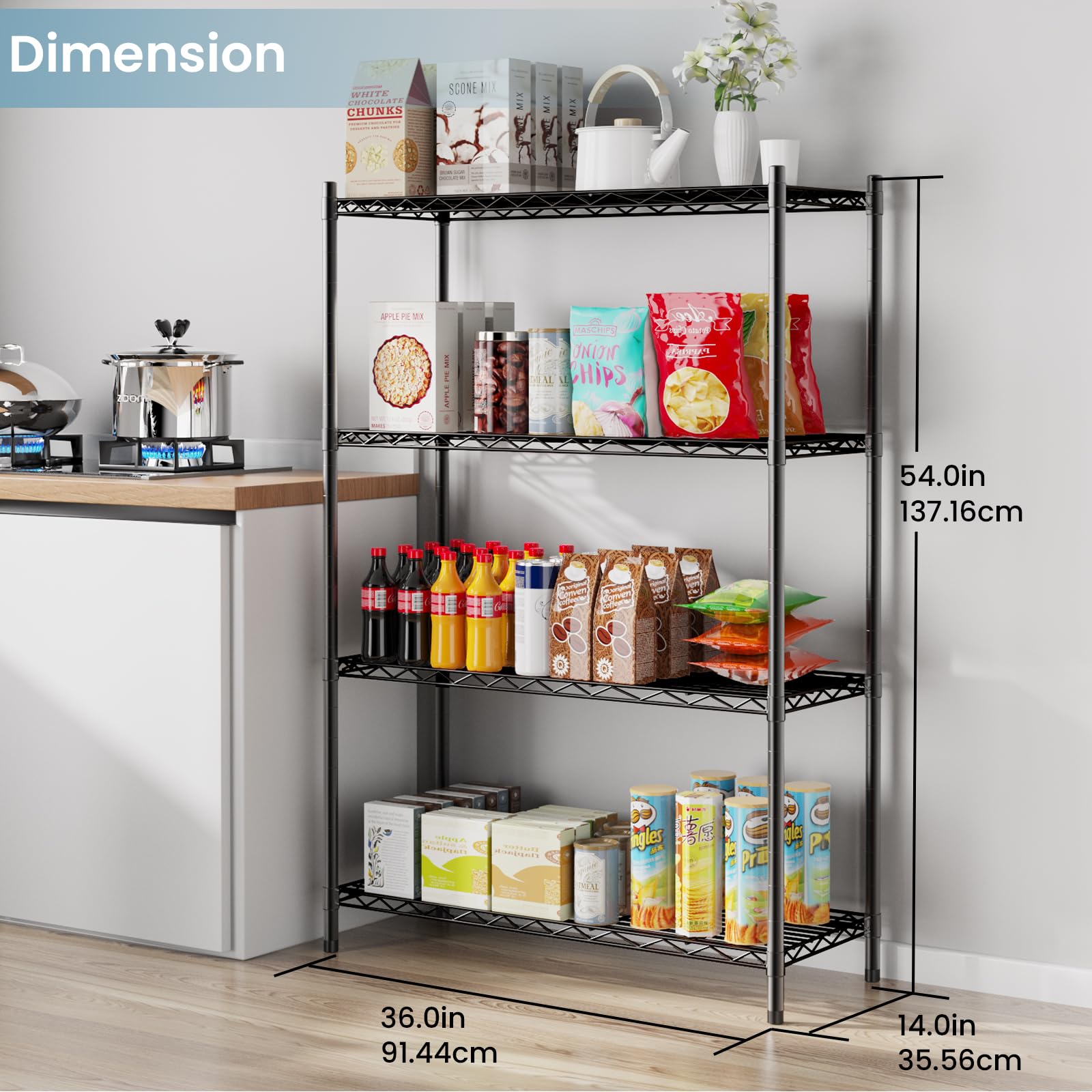 Snapklik.com : Whitmor 4 Tier Shelving Unit, Metal Storage Shelves ...