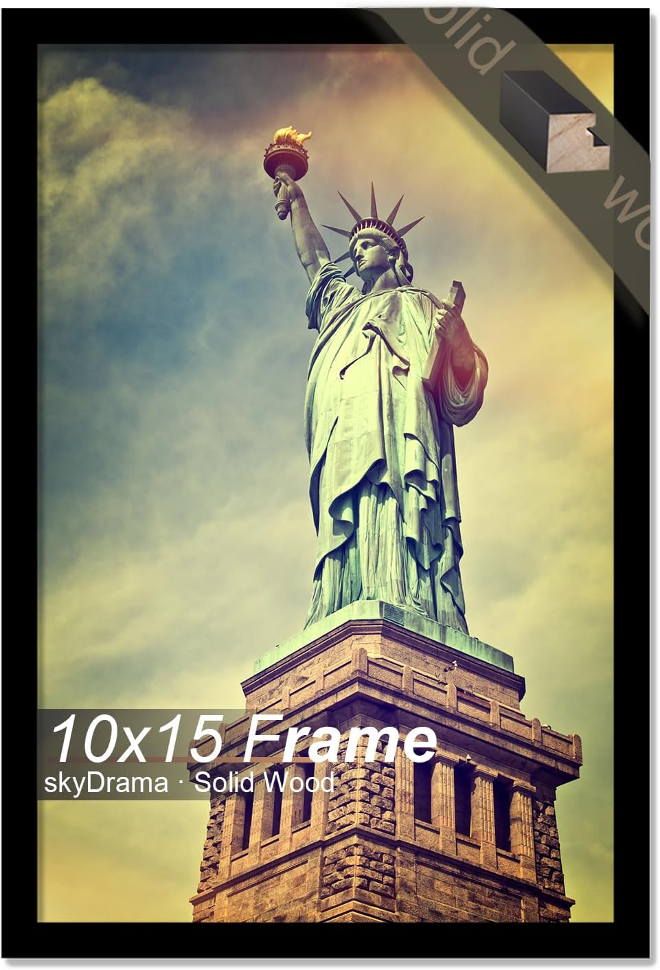 Amazon.com - skyDrama 100% Solid Wood 10x15 Picture Frame, Black Frame ...