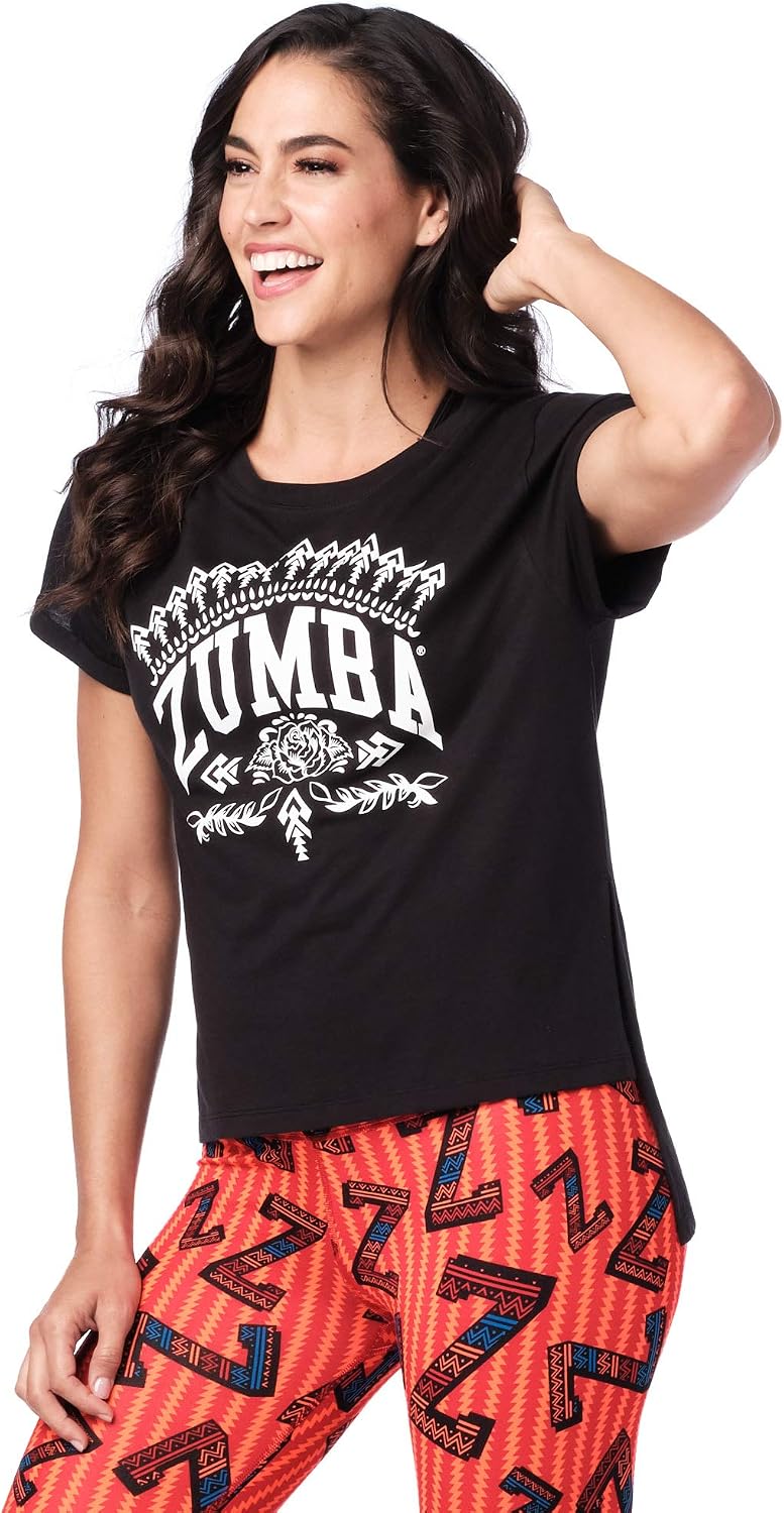 Amazon.com: Zumba Loose Fitting Dance Fitness Graphic Tees Athletic ...