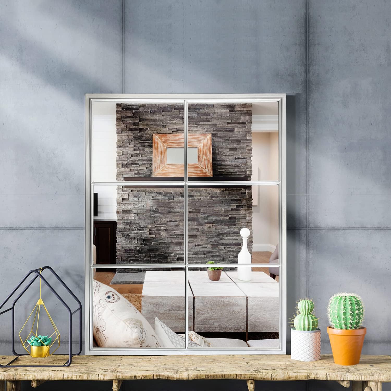 Amazon.com: Uaeoo Metal Wall Mirror Large Window Decorative Mirrors ...