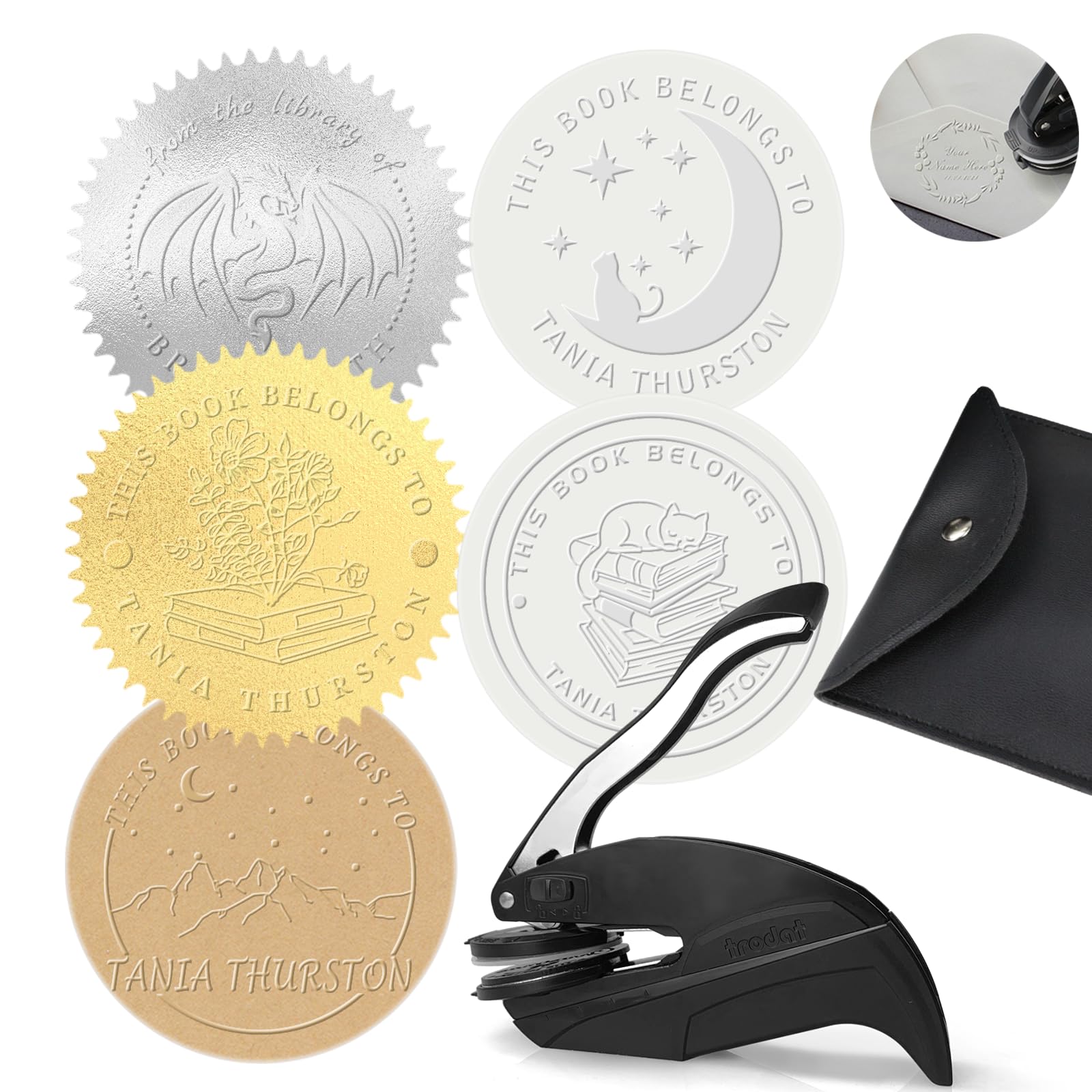 Amazon.com: Personalized Embosser Book Stamp Custom Book Stamps from ...
