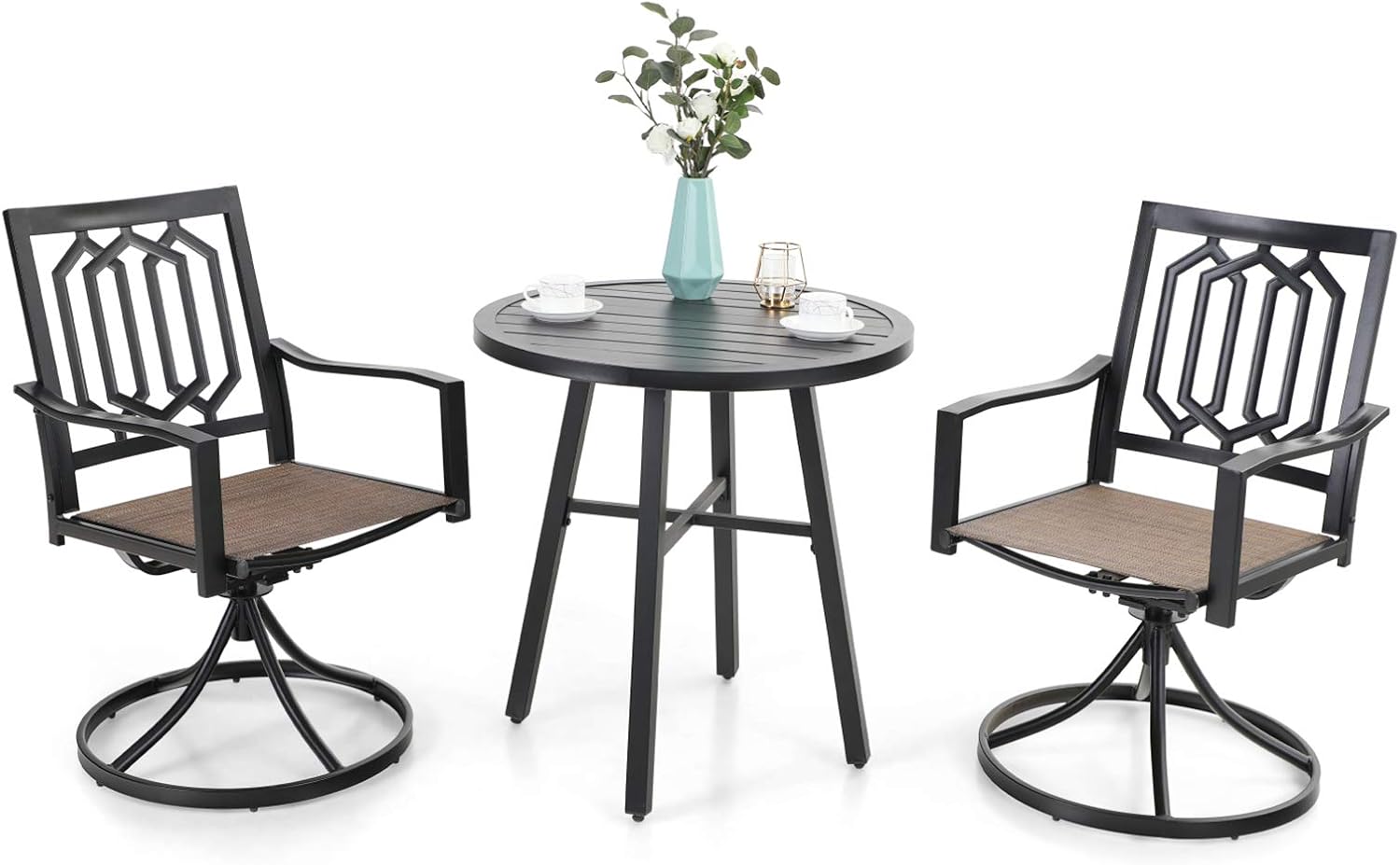 Amazon.com: MFSTUDIO 3 Piece Metal Patio Dining Set,Outdoor Bistro ...