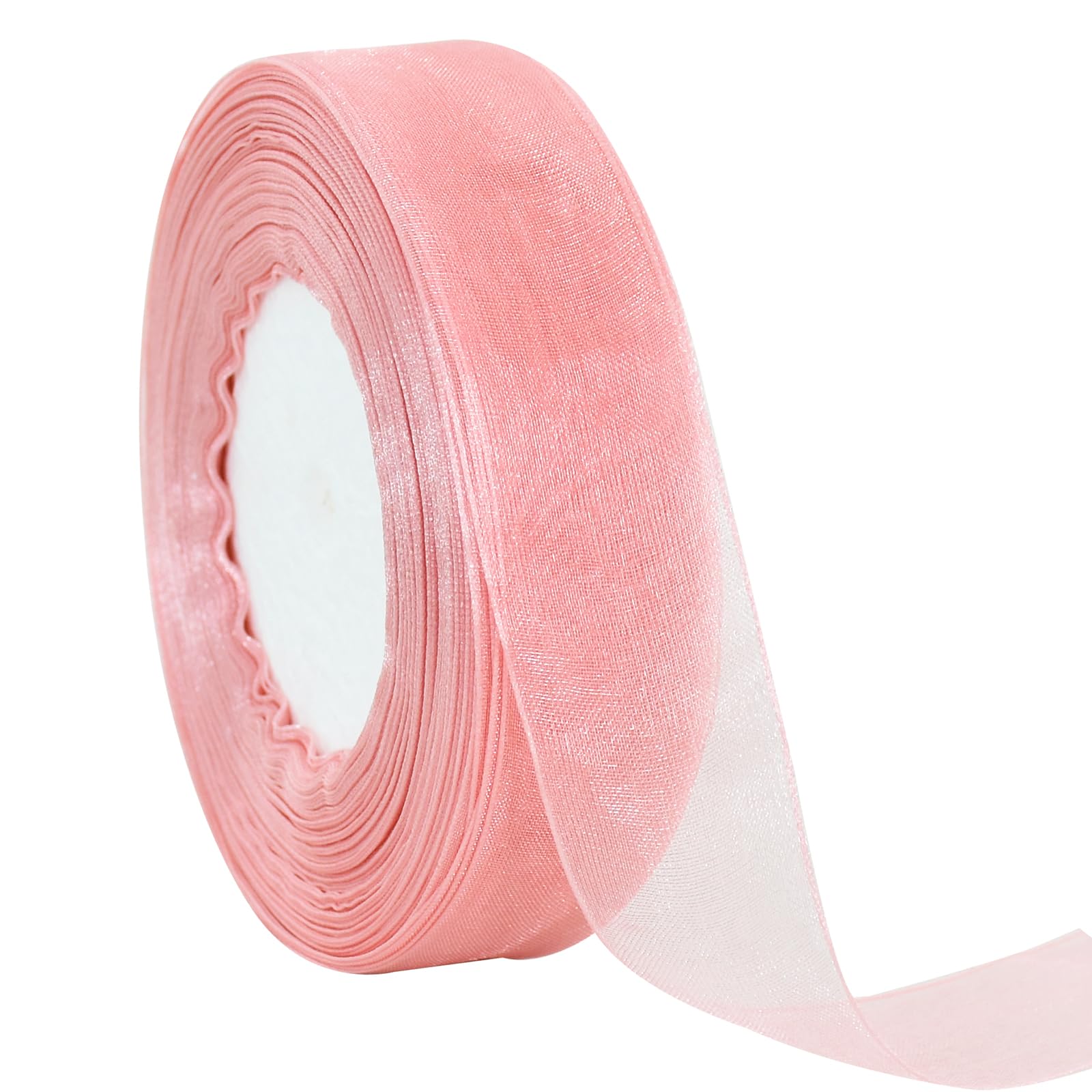 Amazon.com: TONIFUL 1 Inch-50yds Pink Sheer Chiffon Ribbons, Organza ...