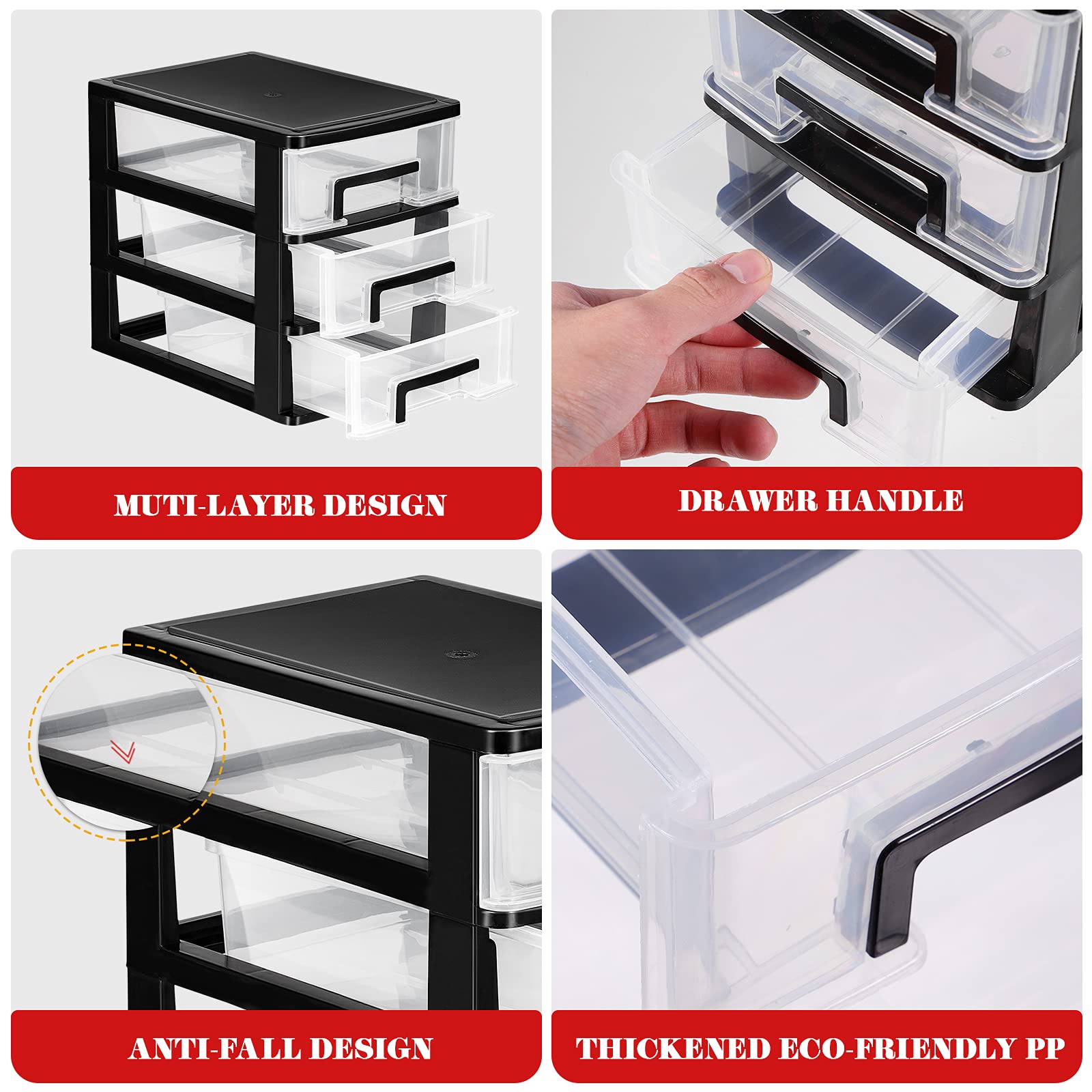 BESPORTBLE Three-layer Plastic Drawer Type Closet Portable Storage ...
