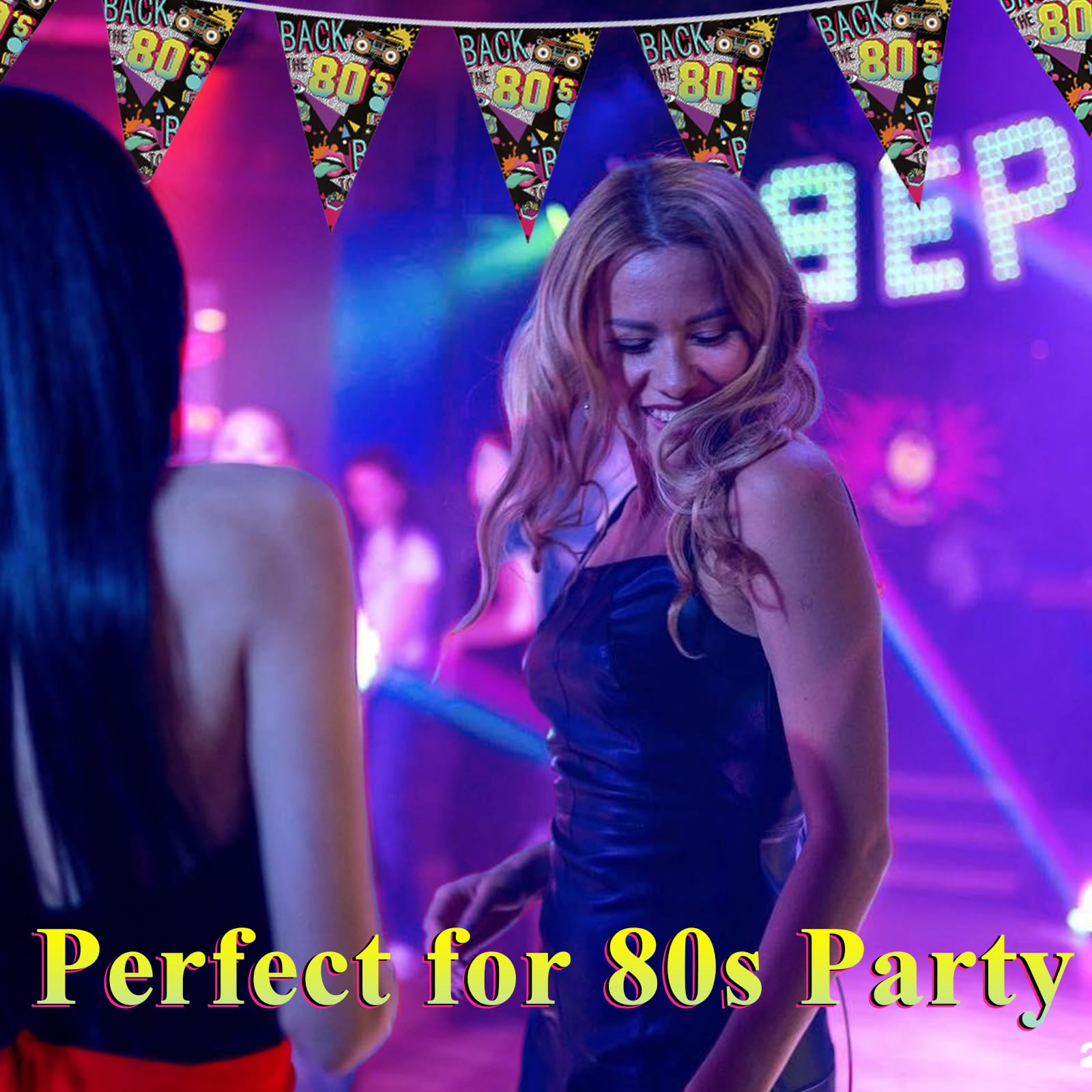 80s Party Decoration Bunting Banner – Fowecelt 16ft 80s Bunting with 24 ...