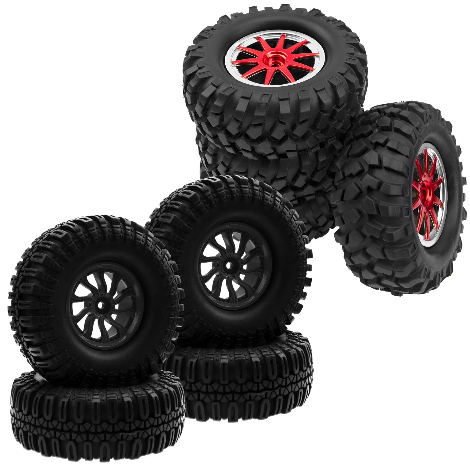 Amazon.com: RC 1.9" RC Tires and Wheel Nylon Rims 12mm Hex Hub OD 106mm ...