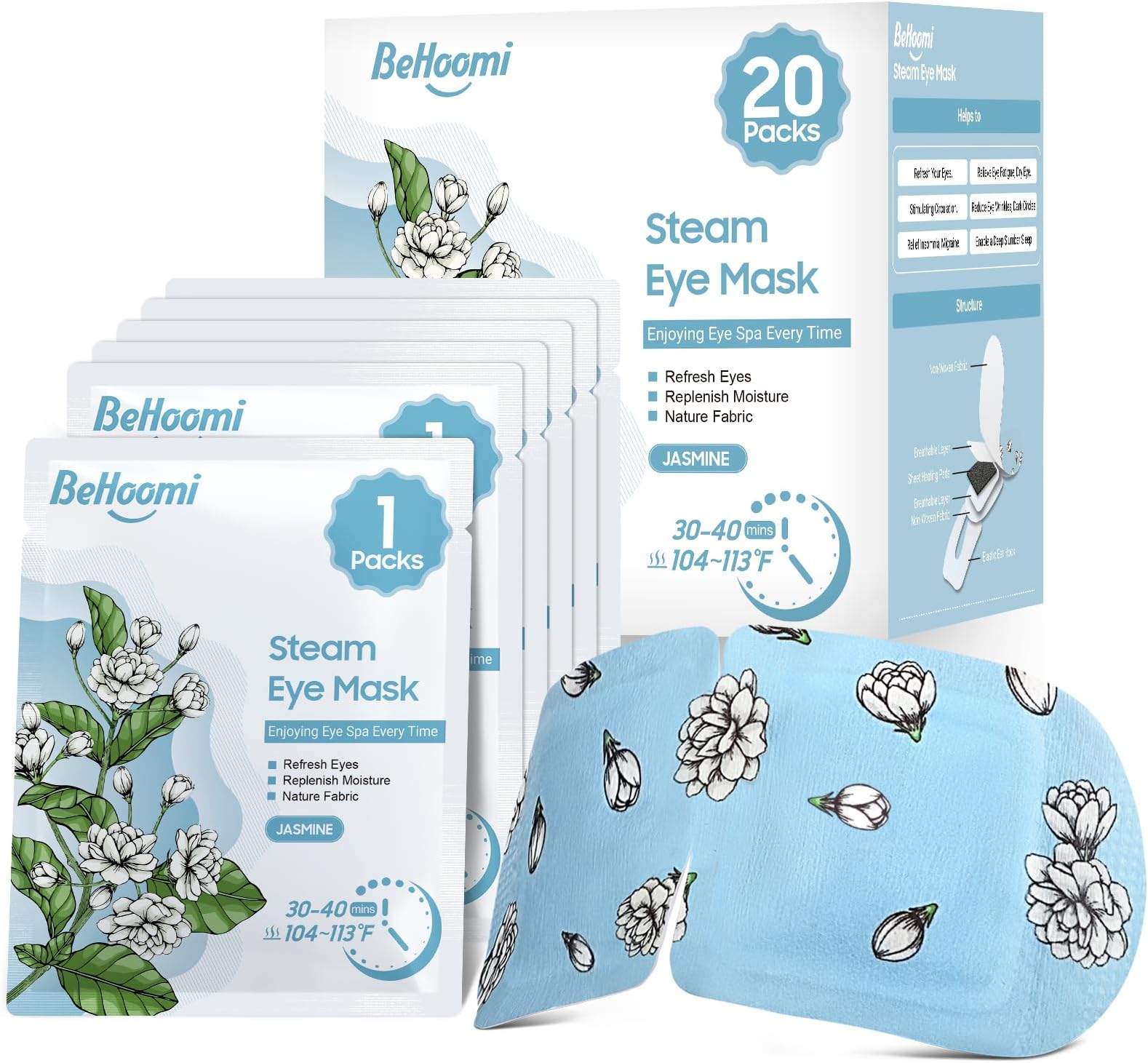 Amazon.com: BeHoomi Steam Eye Mask, Heated Eye Mask Warm Compress for ...