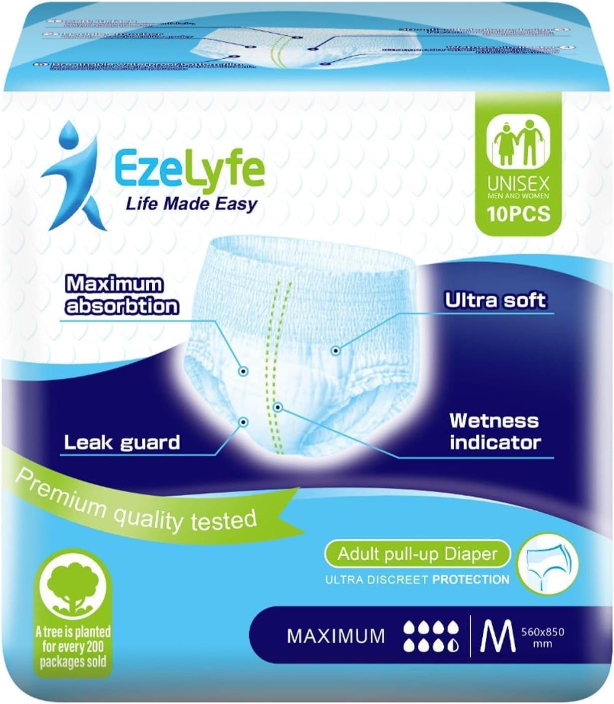 EzeLyfe Adult Pull Up Pants Incontinence Diaper Max Absorption Ultra ...