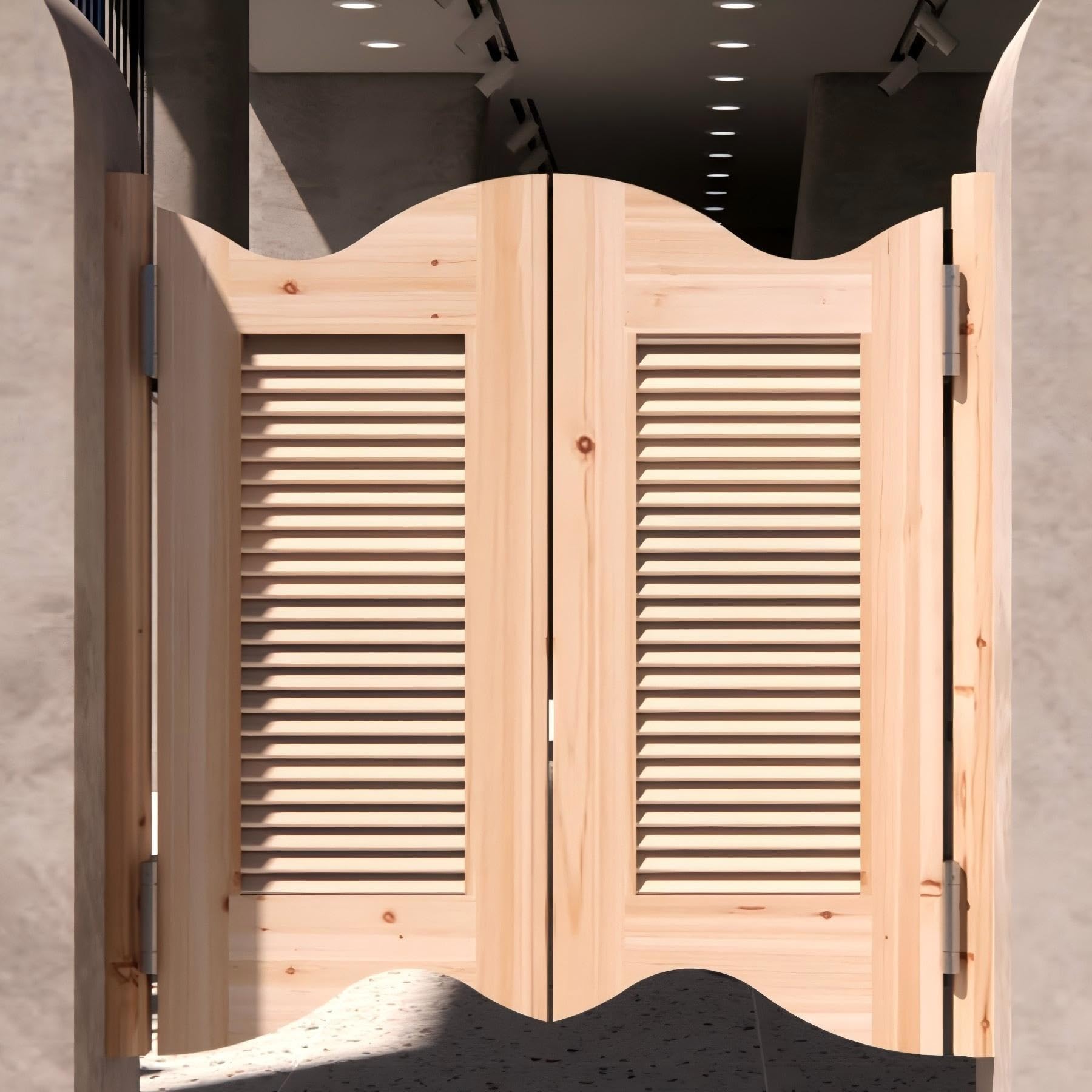 Wide Louvred Saloon Doors, Salon Door Unpainted，Unfinished Cafe ...