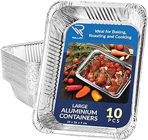 Rollay 10 Pack Large Aluminium Foil Trays Deep (32x26x7 cm) - Tin Foil ...