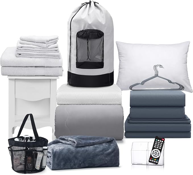 Amazon.com: Memorywuu 29 Pcs College Dorm Twin XL Bedding Bundle ...
