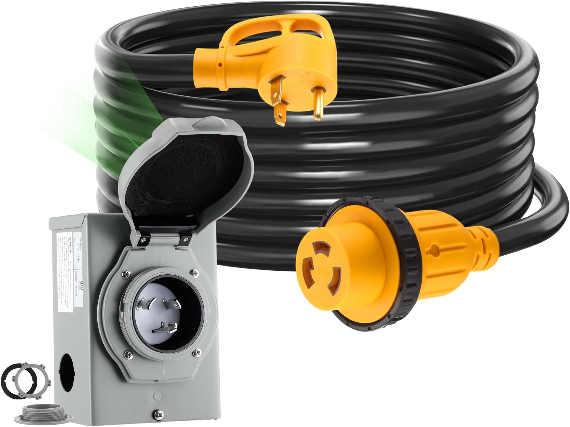 Amazon.com: Kanayu 15FT 30 Amp RV Generator Cord and Power Inlet Box ...