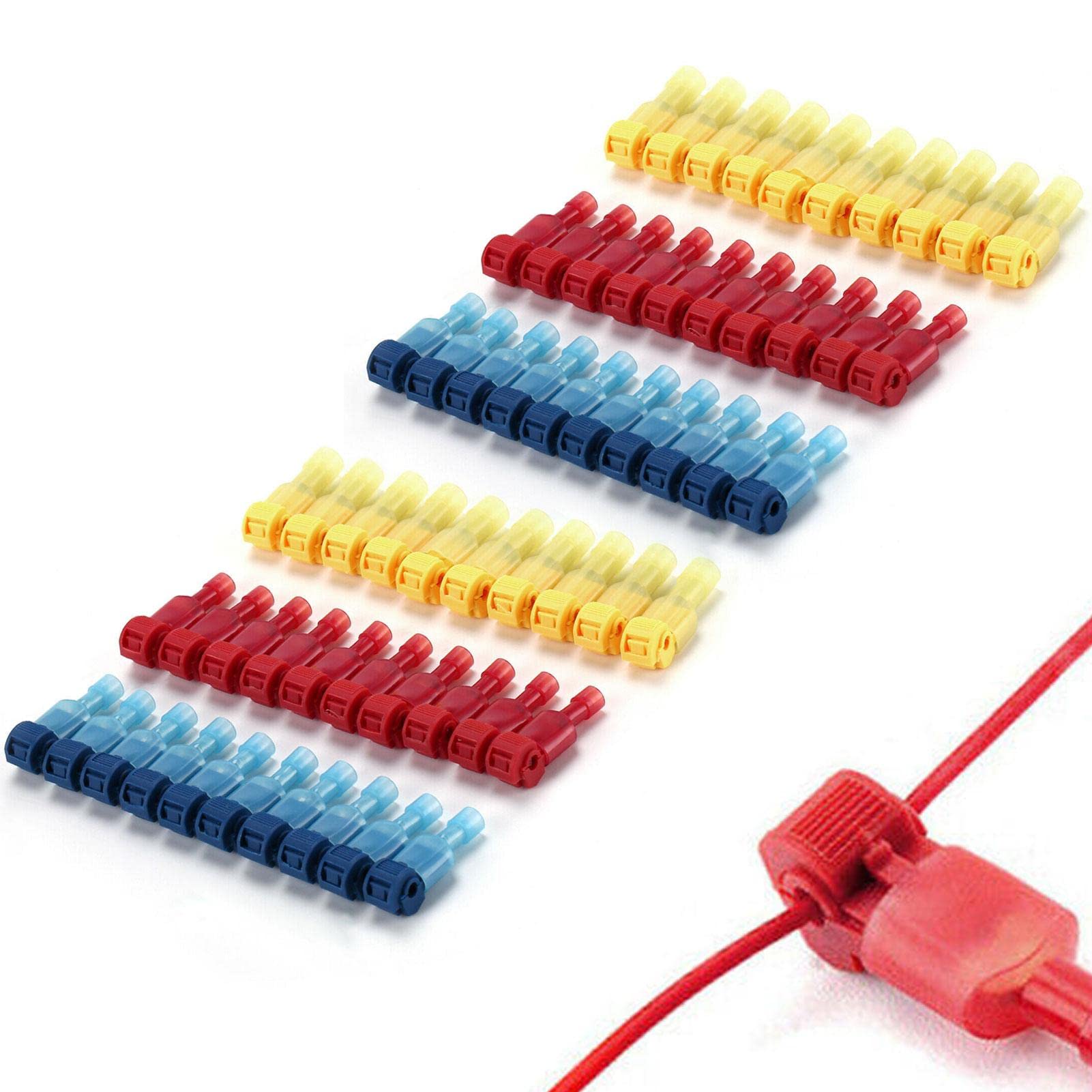 Buy 60PCS T-Tap Wire Connectors, Self-Stripping Quick Splice Electrical ...