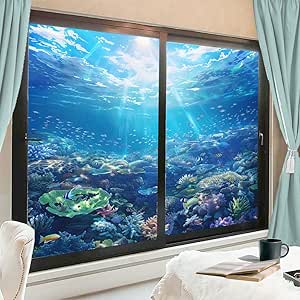 Amazon.com: Dunmat Modern Ocean Window Film Heat Blocking Sunny ...