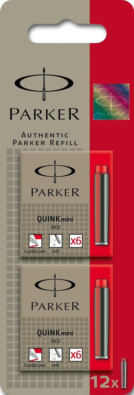 Amazon.com: Parker Quink Ink Mini Cartridges Red - 2 boxes of 6 ...