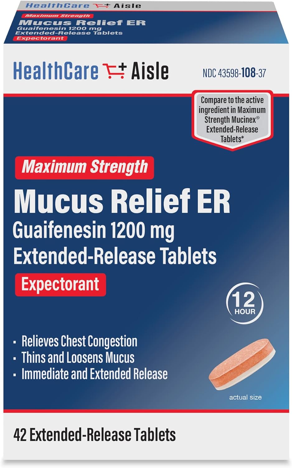 Amazon.com: HealthCareAisle Guaifenesin 1200 mg Extended Release - 42 ...
