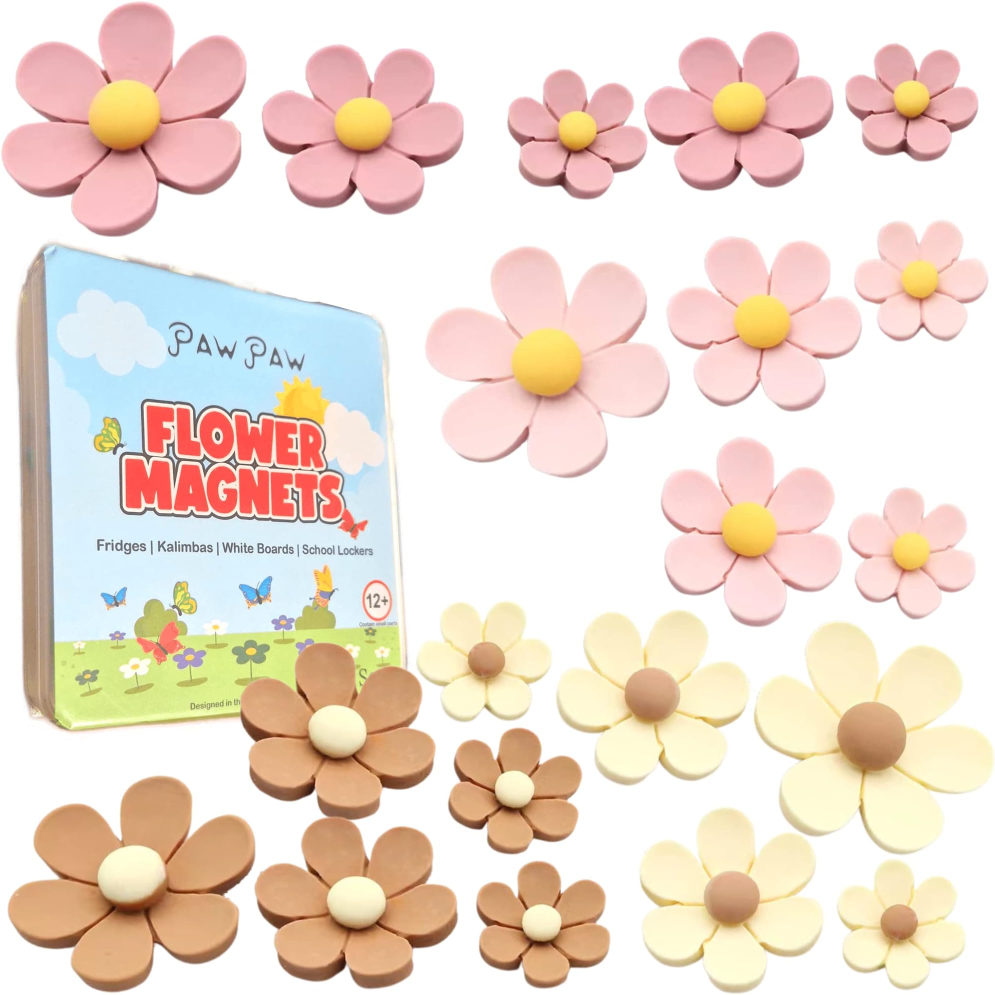 Amazon.com: Cute Flower Fridge Magnets 20-Pack (4 Colors, 3 Sizes) 3D ...