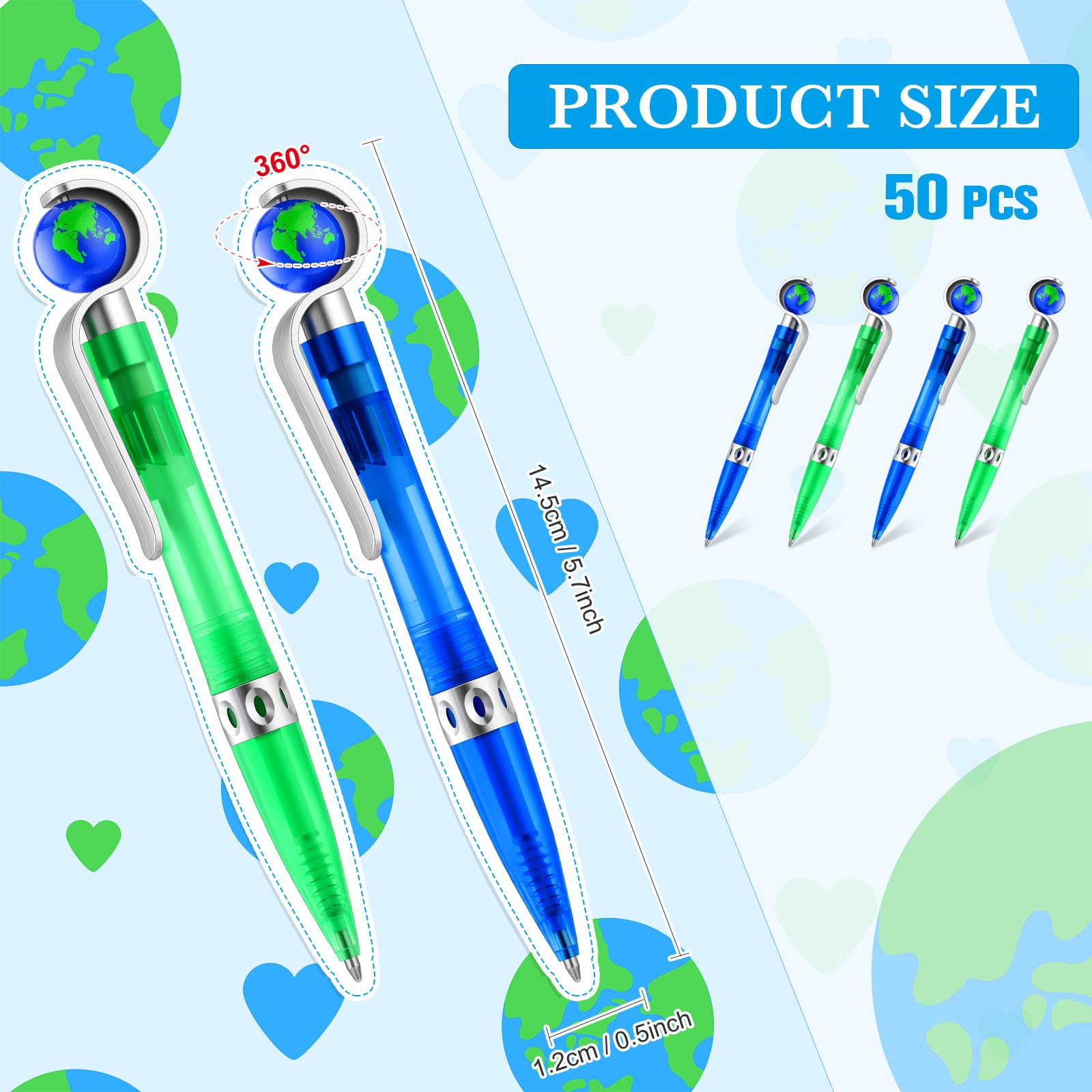 Teling Earth Pens Retractable Cute Globe Pens Bulk 1.0 mm Tellurion ...