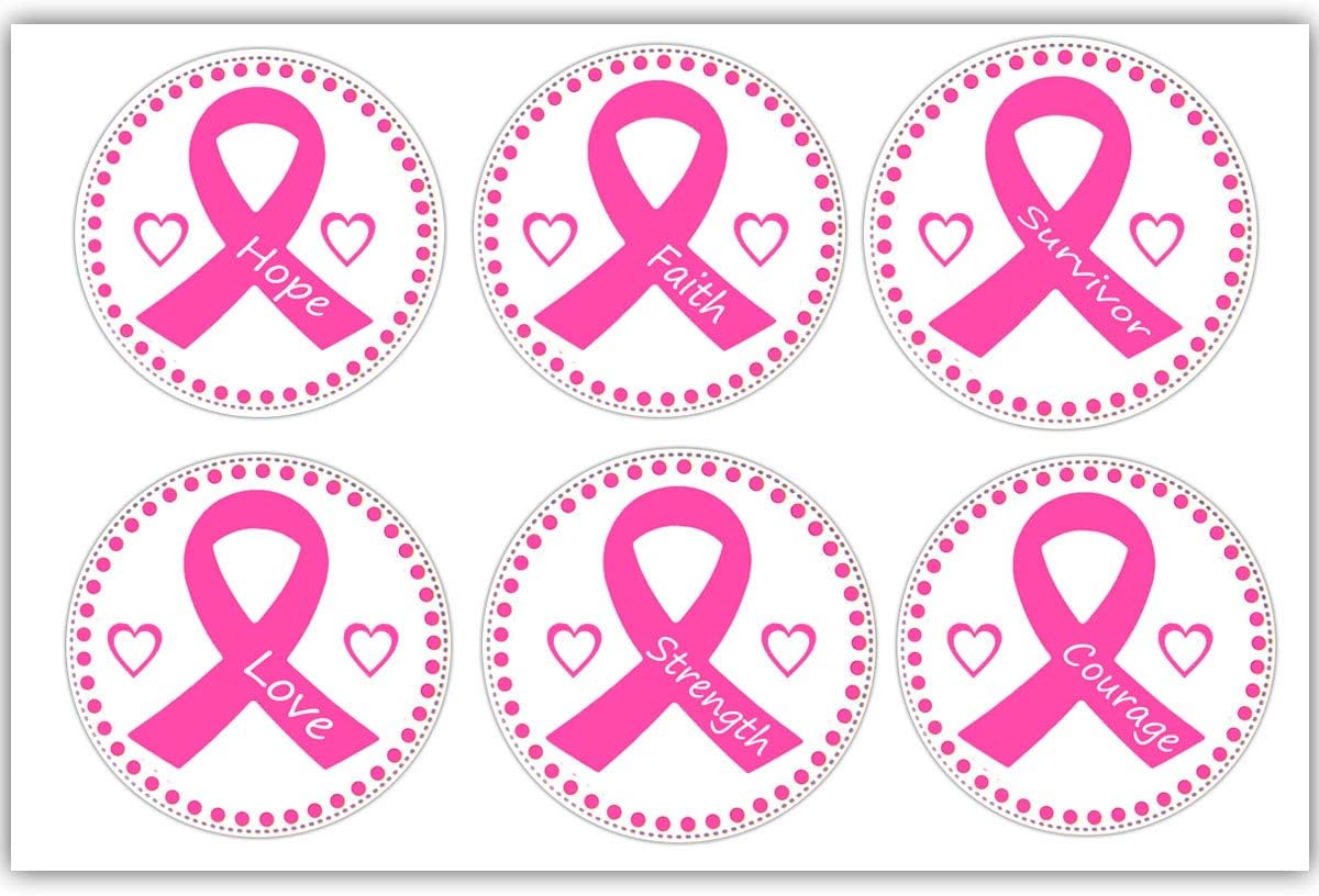 Amazon.com : Breast Cancer Awareness Pink Round Ribbon Stickers, 1.5 ...