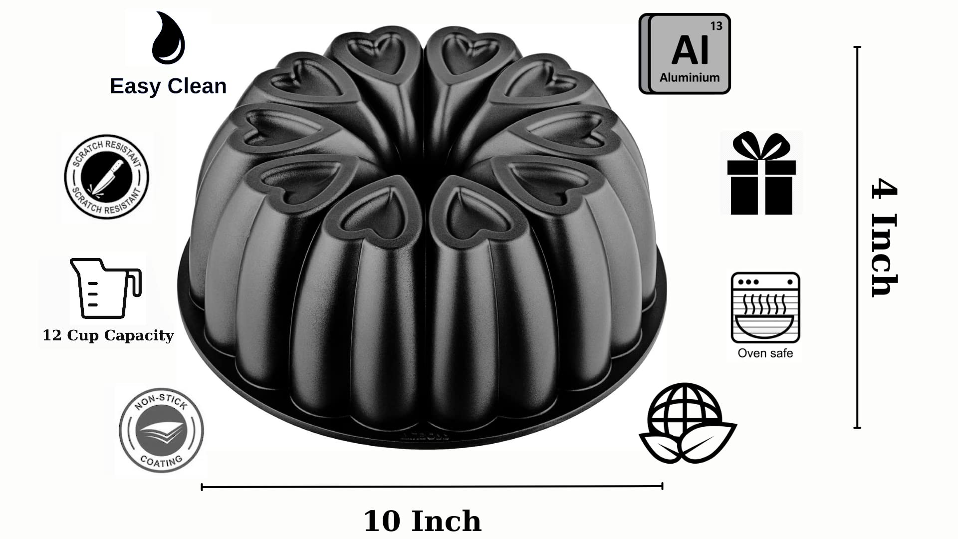 Snapklik.com : MIENCA Heart Shape Aluminum Cake Pan, Titanium Coating ...