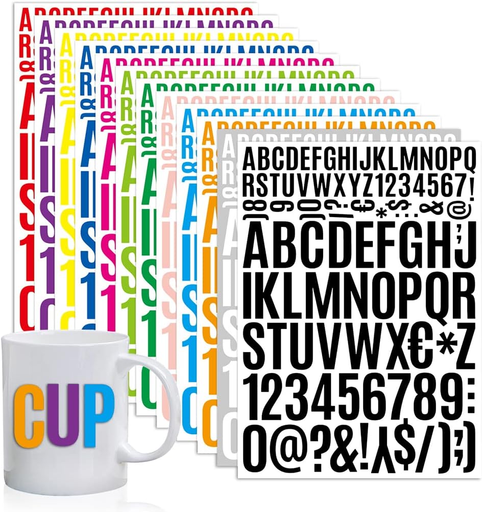 KyeeaDIY 1200 Pieces 12 Sheets Colorful Alphabet Letter Stickers ...
