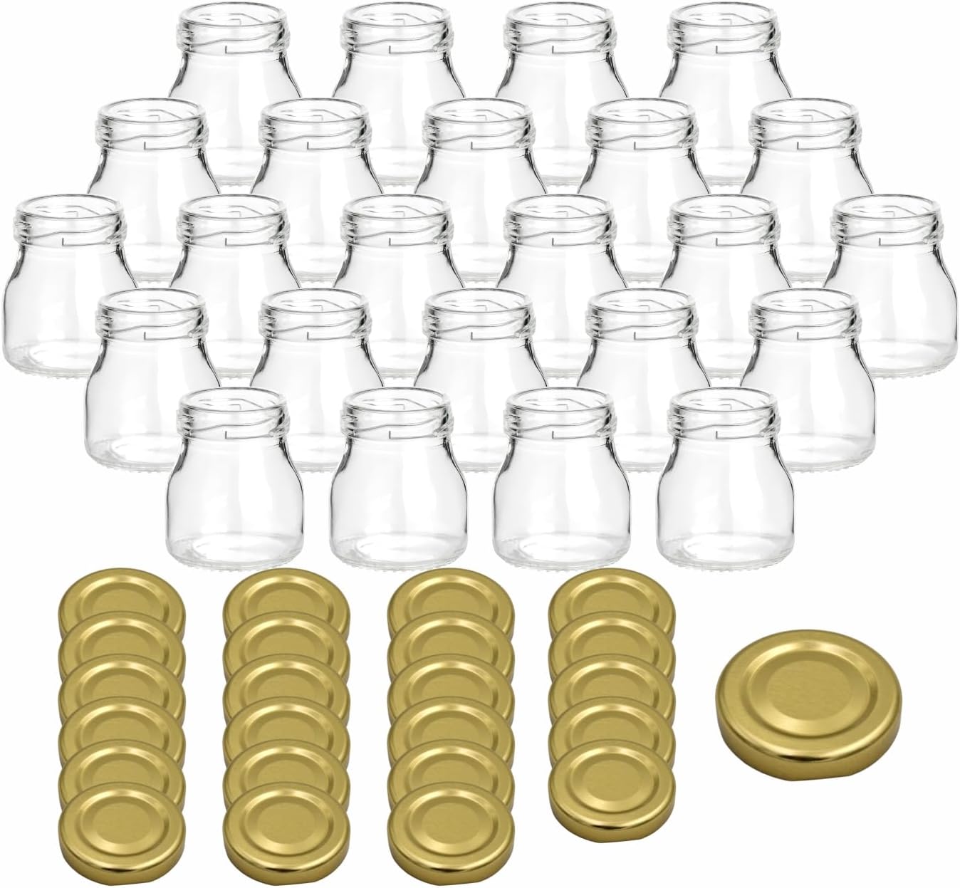 gouveo 24er Set Einmachgläser 50 ml Mini mit Schraub-Deckel goldfarben ...