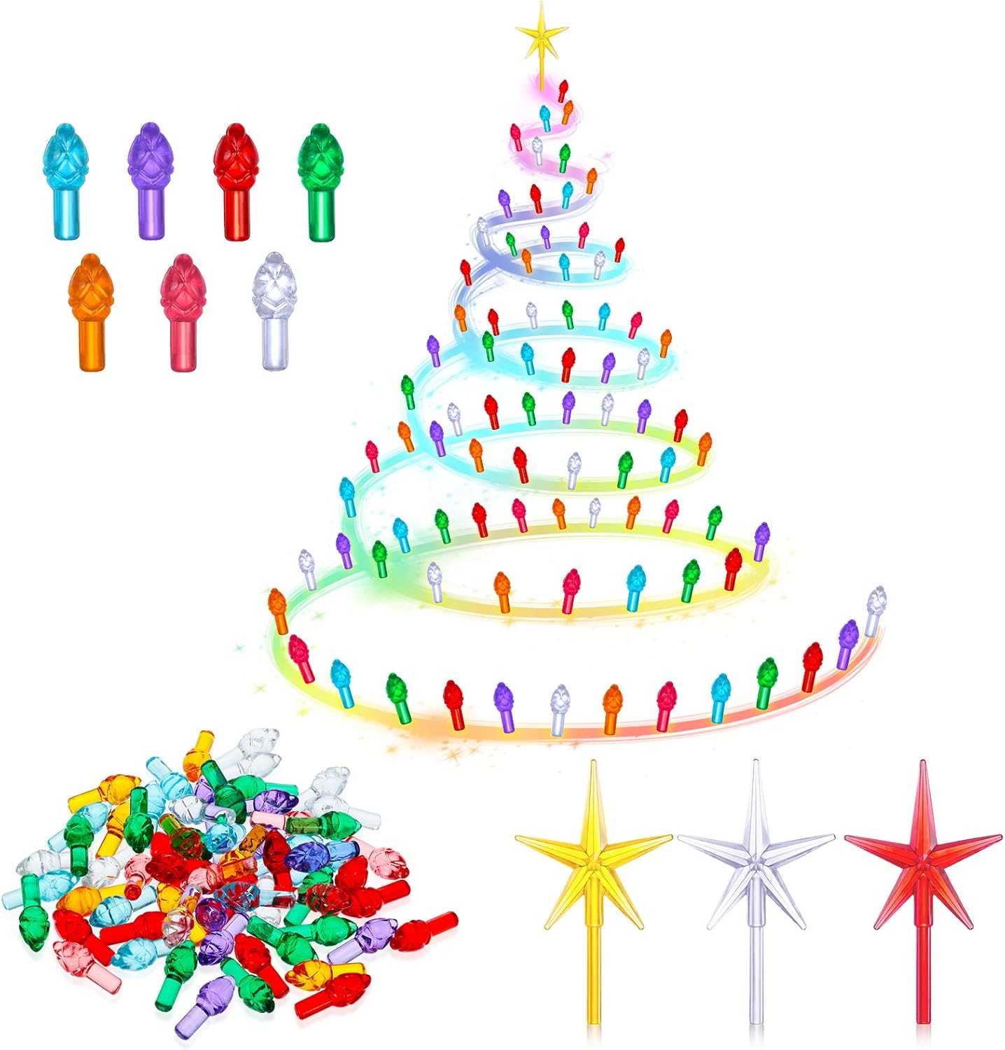 Amazon.com : Honoson 300 Pieces Christmas Replacement Light Bulbs for ...