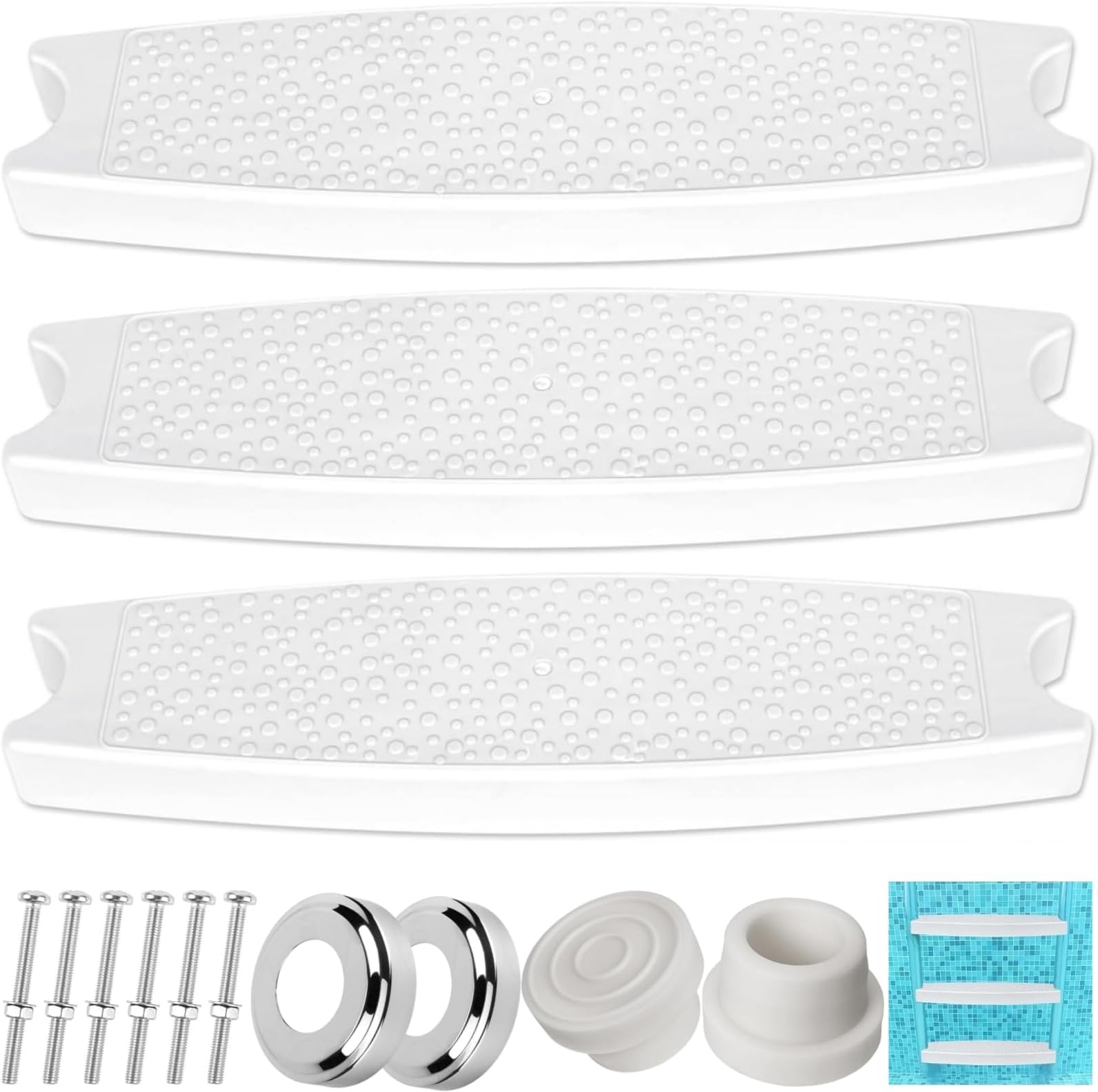 Amazon.com: Mabellumia 3-Pack 18" Universal Pool Ladder Steps ...