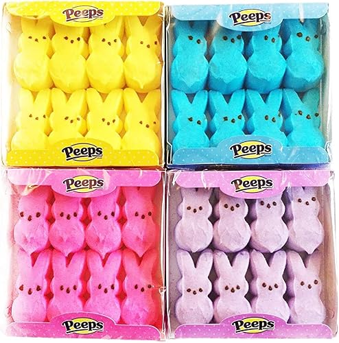 Peeps Marshmallow Paquete de conejos de Pascua con 4 colores: azul ...