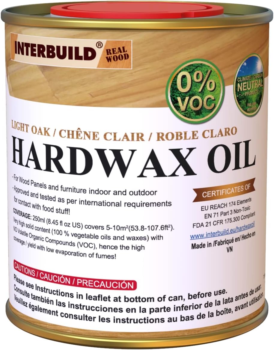 INTERBUILD HARDWAX ROBLE CLARO Zero VOCs Oil Food Contact Safe ...