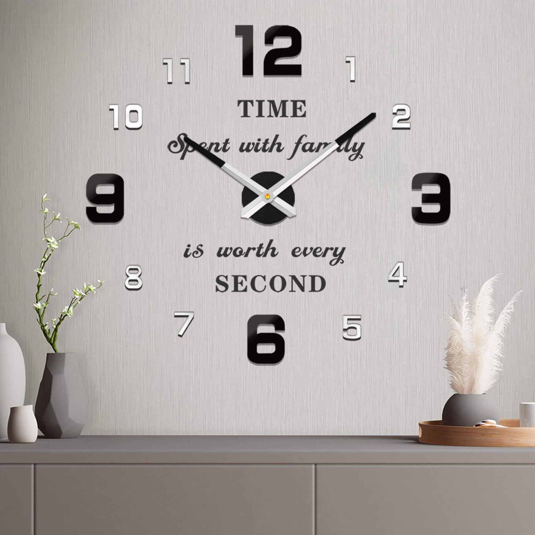 Amazon.com: VANGOLD Frameless DIY Wall Clock 3D Mirror Wall Clock Large ...