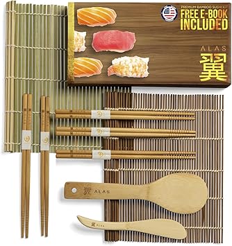 Amazon.com: Alas Sushi Making Kit, Beginner Sushi Roller, Sushi Mat ...