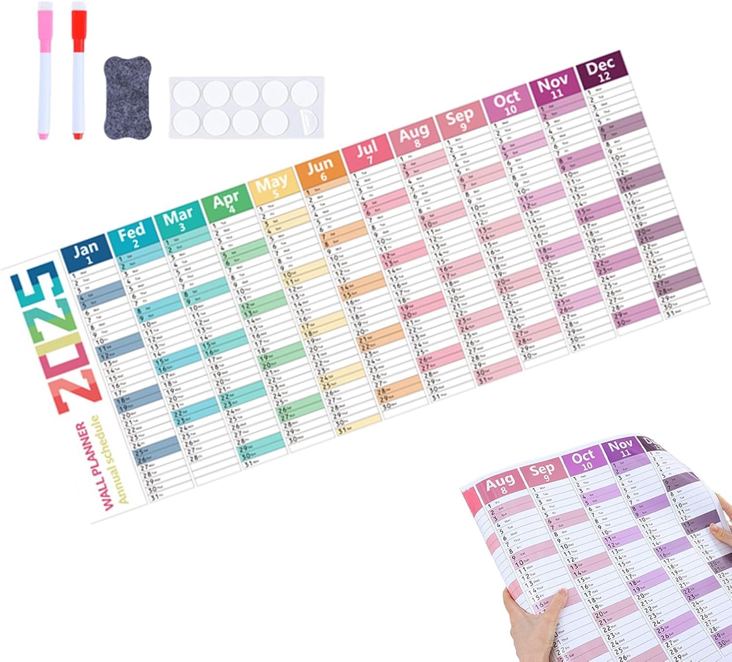 Amazon.co.jp: 2025 Wall Calendar Erasable Large Scale - Wall Calendar ...