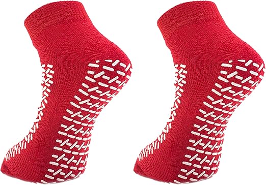 Slipper Socks / Fall Prevention Socks - Red (Pair) Size: One Size - As ...