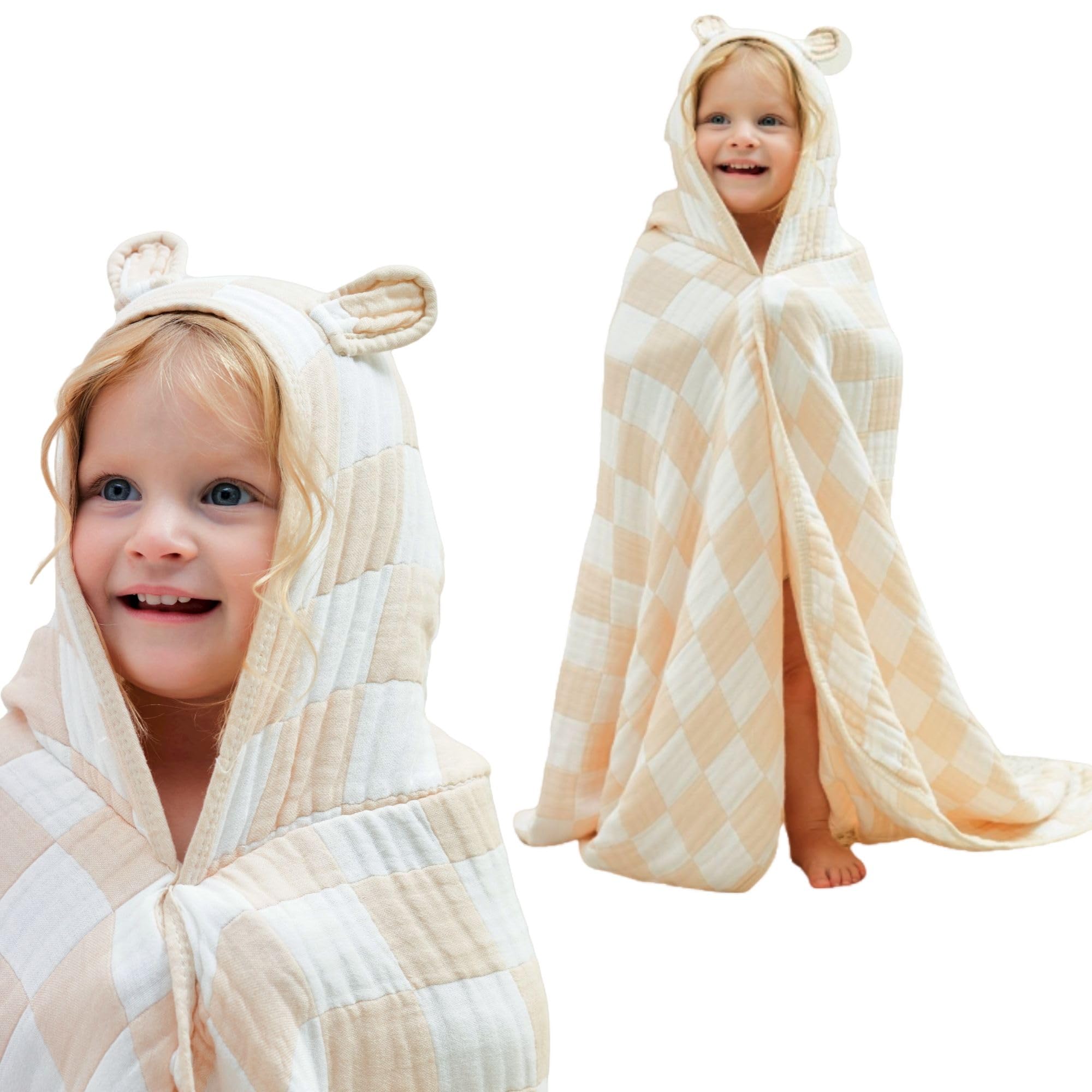 Amazon.com : HardNok Ultra-Soft Muslin Toddler Hooded Towel - 55x 28 ...