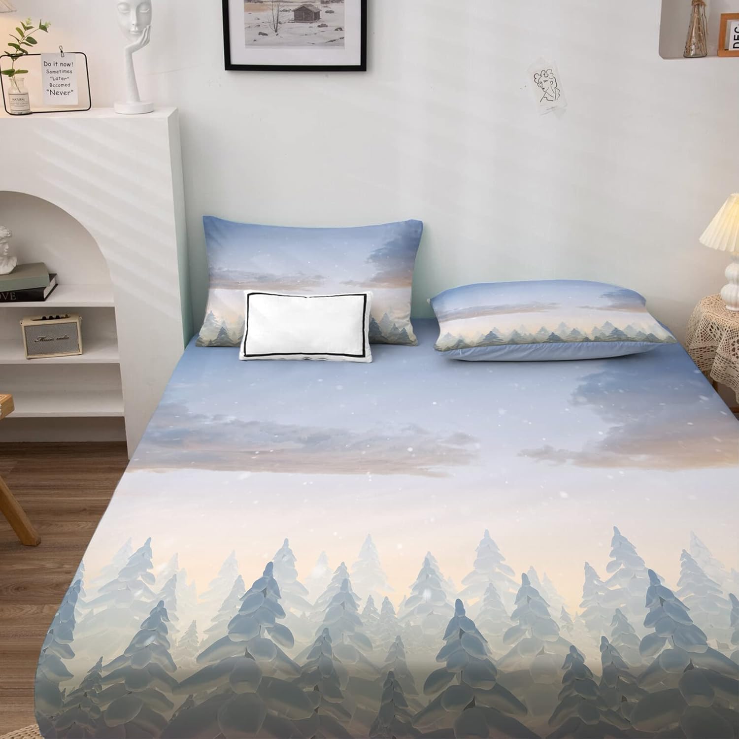Amazon.com: zcsm Forest Sheets Queen Sheet Set - Pine Tree Bed Sheets ...