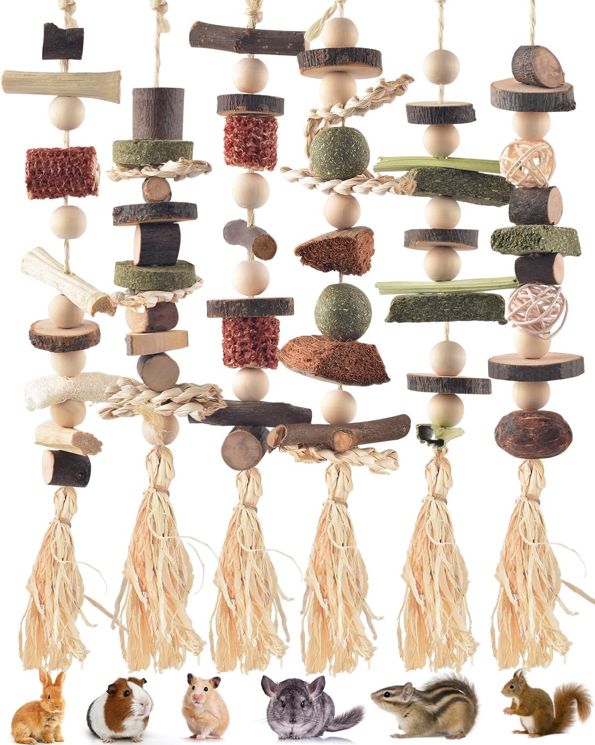 Amazon.com : DBNESS 6PCS Bunny Chew Toys, Hamster Rabbit Cage Hanging ...