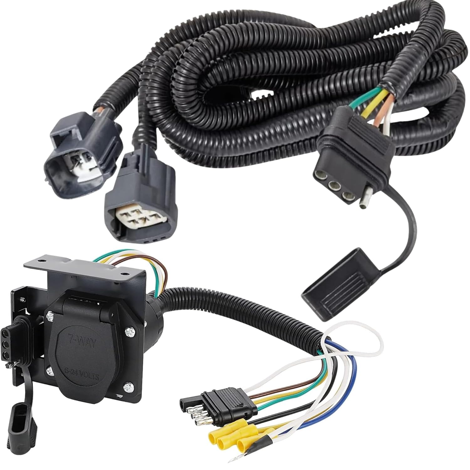 Amazon.com: MECMO for Jeep JK JKU Tow Hitch Wiring Harness with Multi-Tow 4-Way Flat to 7-Way RV ...
