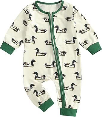 Amazon.com: Chloefairy Duck Hunting Baby Clothes Boy Girl Mallard Duck Romper Long Sleeve Zipper ...