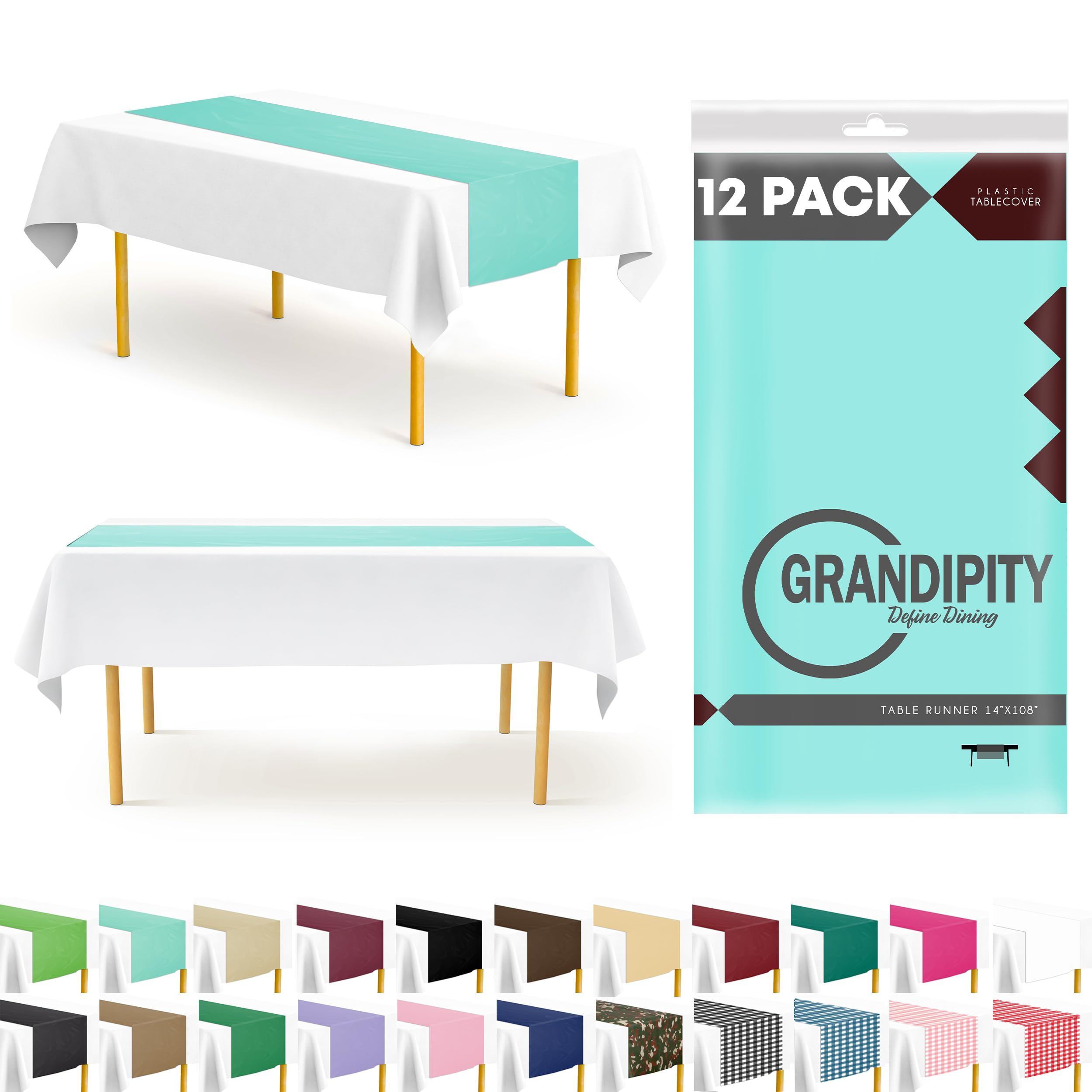 Amazon.com: Aqua 12 Pack Premium Disposable Plastic Table Runner 14 x ...
