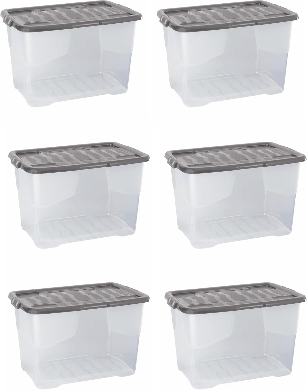 Strata 6 x 65 Litres Curve Plastic Stackable Storage Box & Lid with ...