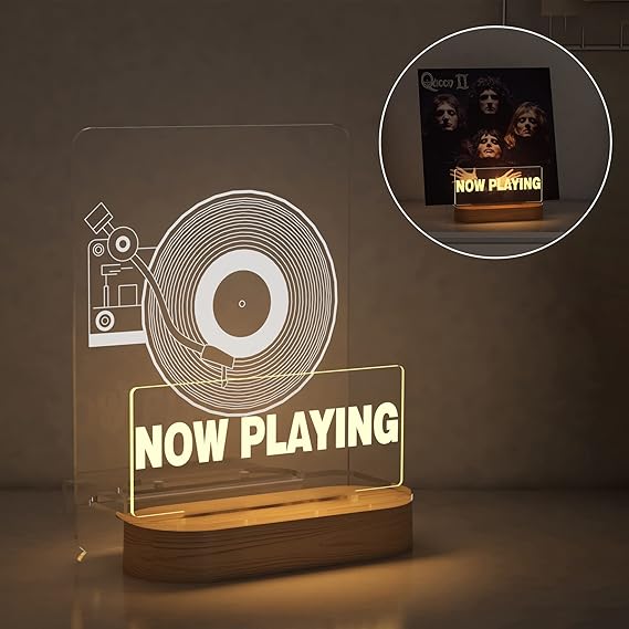 Amazon.com: Light up Now Playing Vinyl Record Stand, Lampeez Now ...
