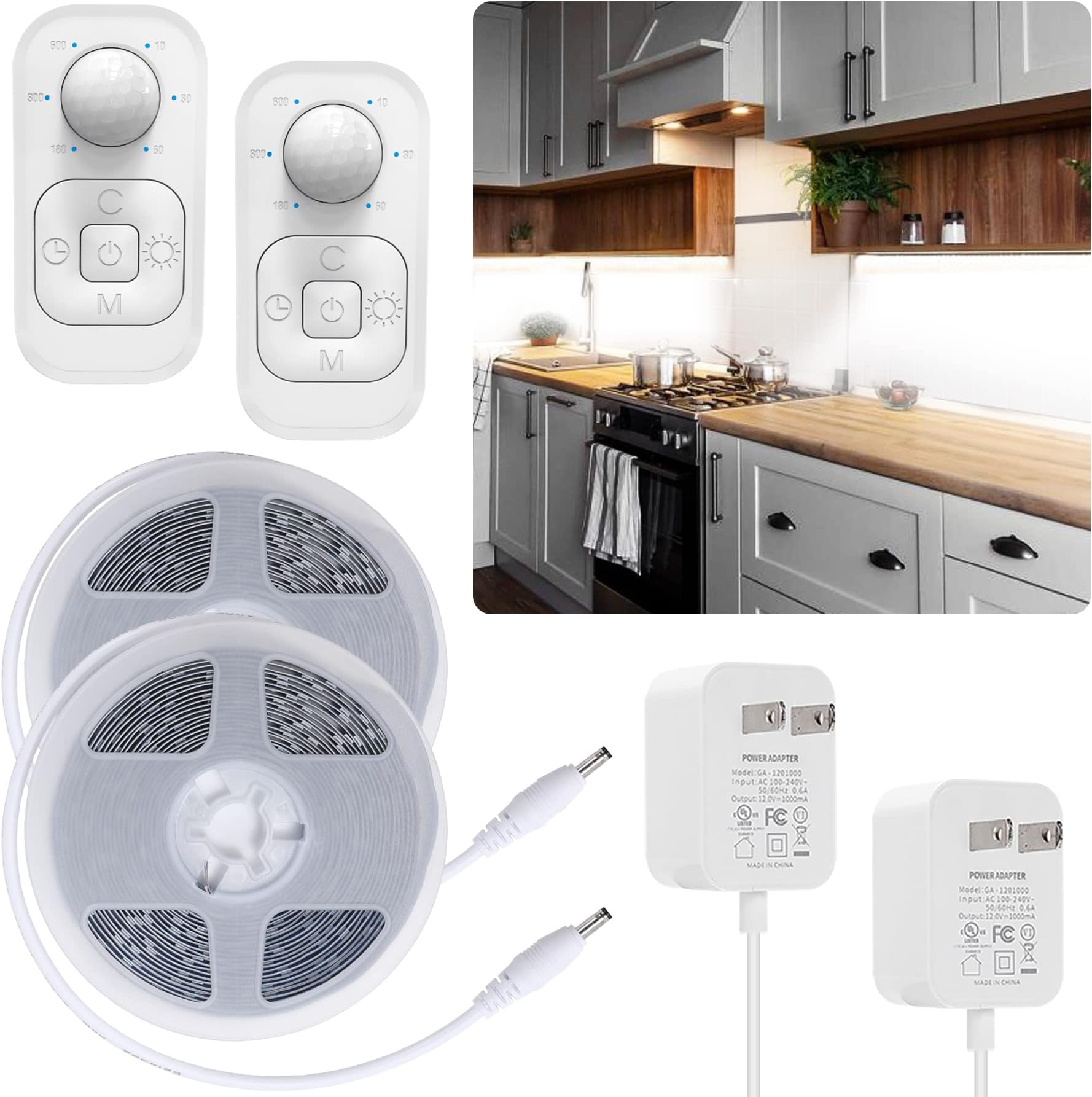 Motion Sensor Under Cabinet Lights - Plug-in LED Strip Lights Indoor ...