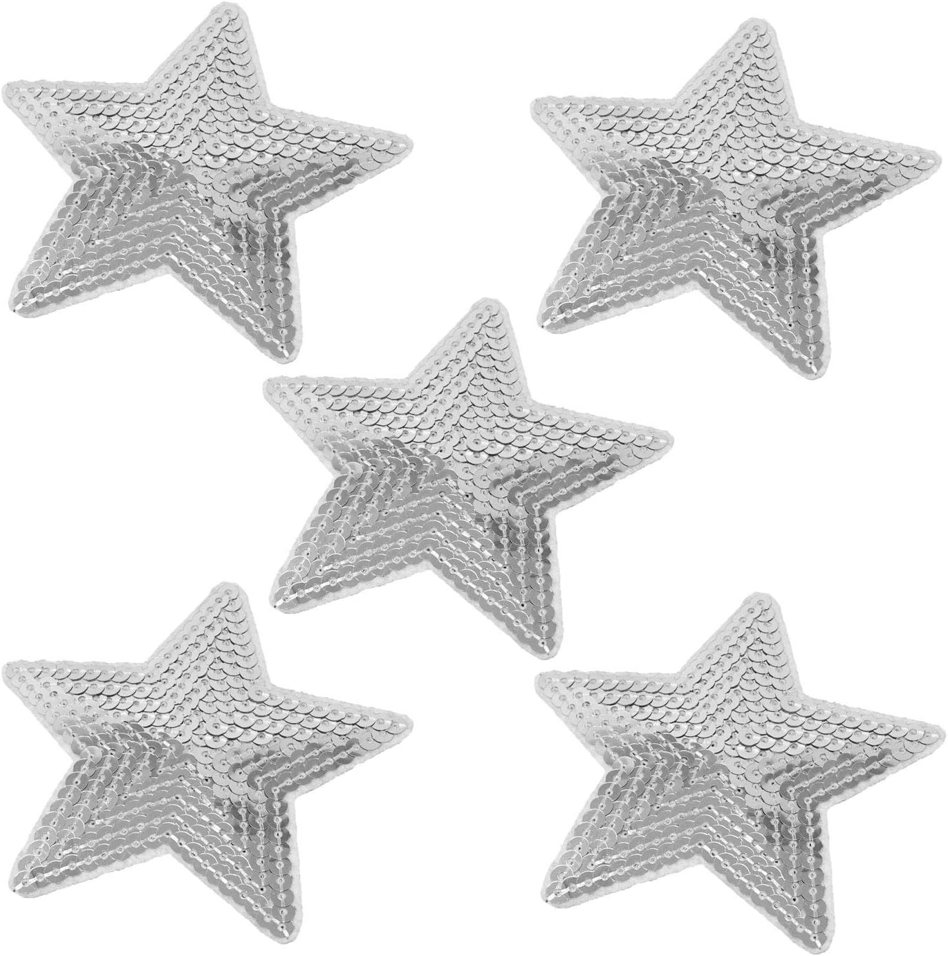 Amazon.com: Star Iron On Patches - Rhinestone Silver Adhesive Applique ...