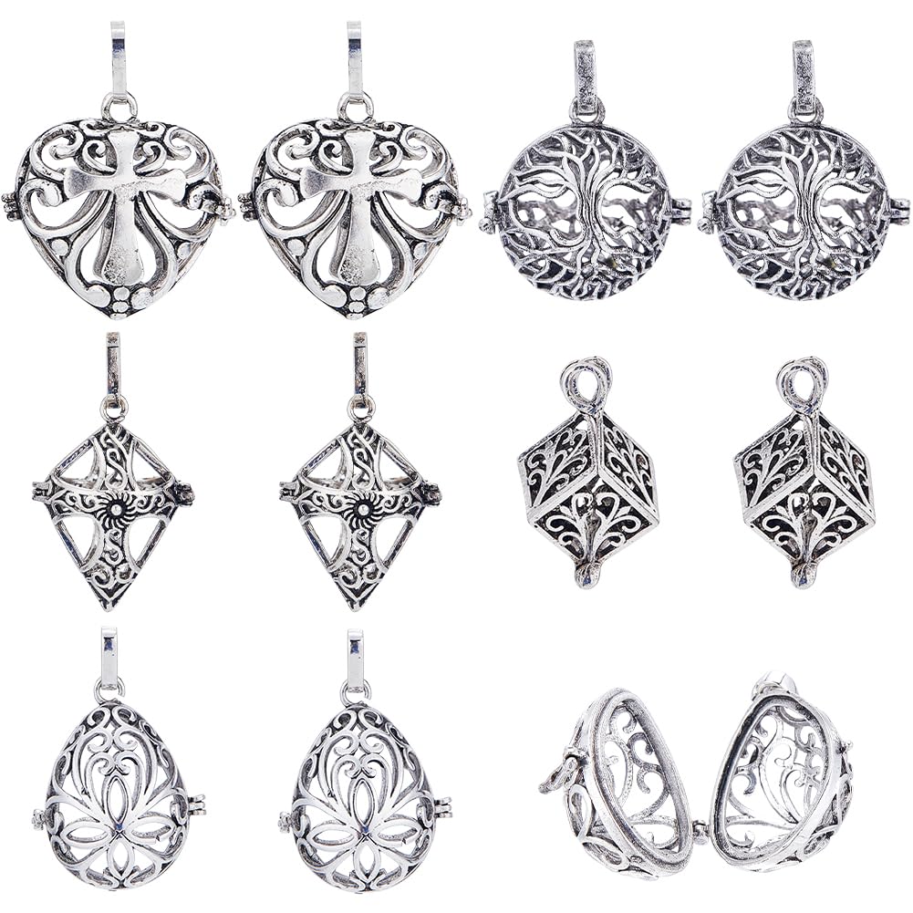Amazon.com: SUNNYCLUE 10Pcs Locket Cage Charms Crystal Necklace Holder ...
