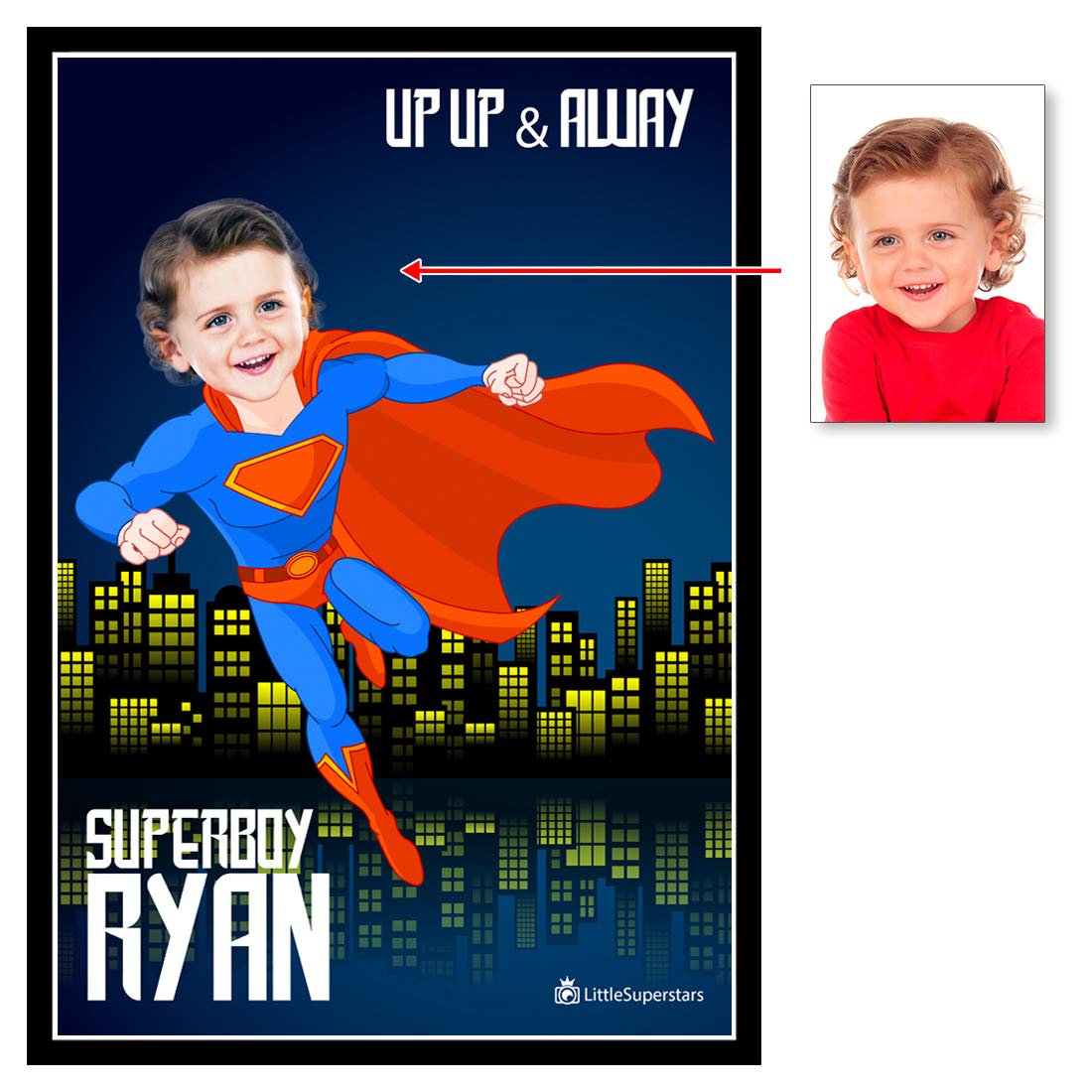Personalised Superhero Poster with Your Child's Name & Face (with Frame ...