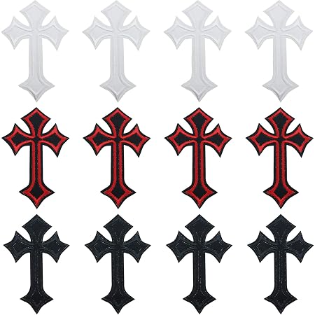 Amazon.com: XUNHUI 10PCS Patch Black Cross Embroidered Applique Iron on ...