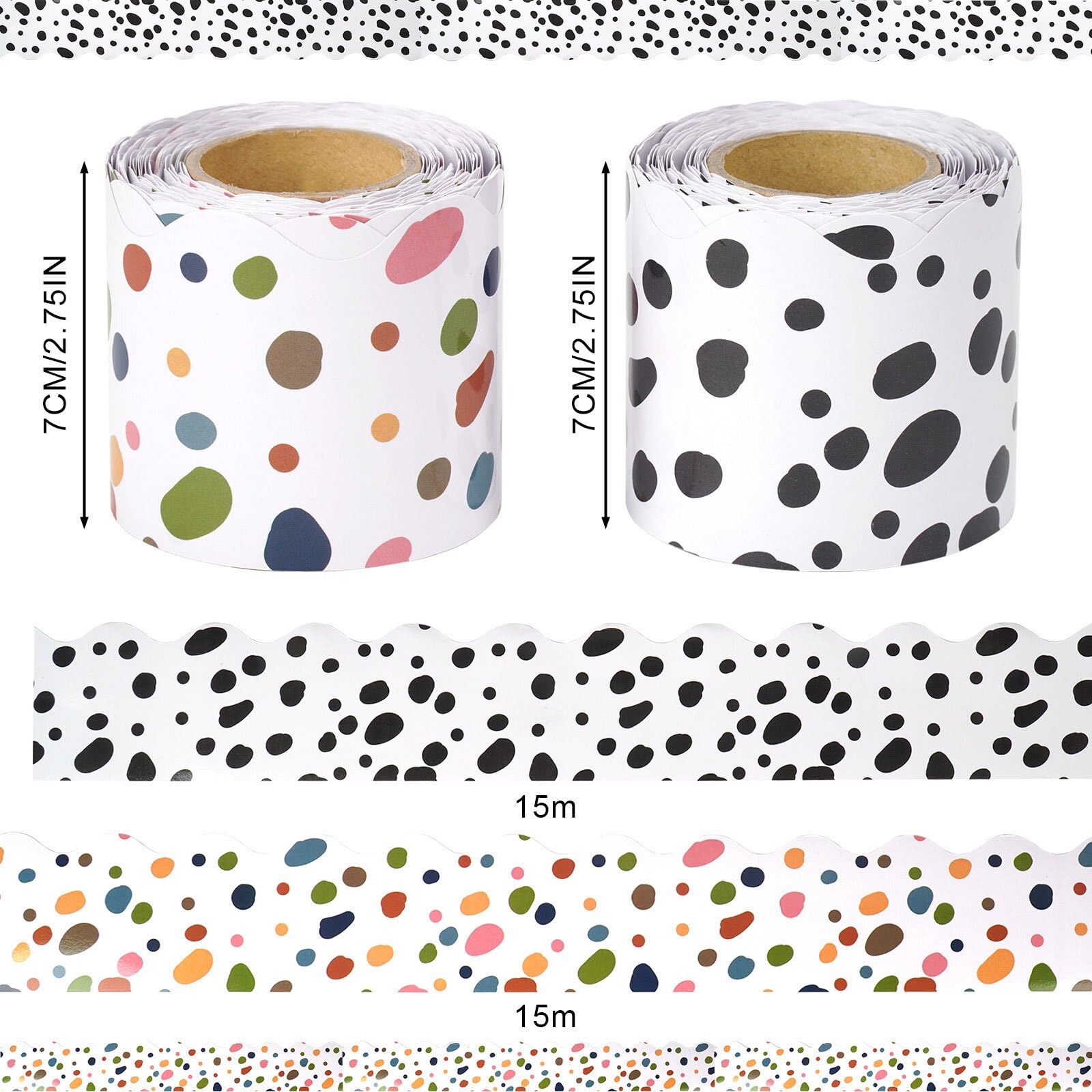 Snapklik.com : WEDTYGH 2 Set Painted Dot Bulletin Board Borders,100ft ...