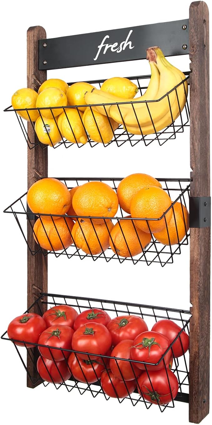 Amazon.com - J JACKCUBE DESIGN 3 Tier Wall Mount Fruit Basket, Hanging ...